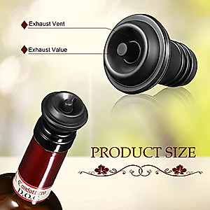 Wine Stopper Resealable Wine Pump Vacuum Stoppers Vacuum Wine Stopper Silicone Wine Saver Vacuum Stoppers Practical Wine Saver Stoppers for Kitchen Supplies Wine Bottle Tools (Black,24 Pieces)