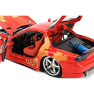 Jada Toys Fast & Furious 1:24 Orange JLS Mazda RX-7 Die-cast Car, Toys for Kids and Adults (30747)