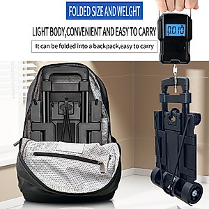 Folding Hand Truck,Portable Platform Luggage Cart Collapsible Dolly with 2 Wheels & 2 Ropes,Utility Portable Expandable Large Chassis Collapsible for Moving Airport Travel Luggage Office Use,Black