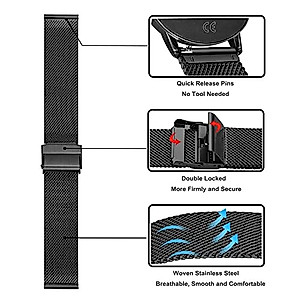 FitTurn Watch Band Compatible with Polar Vantage M/Vantage M2 Wrist Strap Compatible with Polar Grit X/Grit X Pro/Grit X Pro Titan Stainless Steel Watchband Metal Bracelet (2 Pack A)