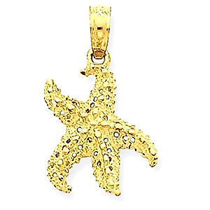 IceCarats 14K Yellow Gold Starfish Necklace Charm Pendant 21mm x 12mm Only