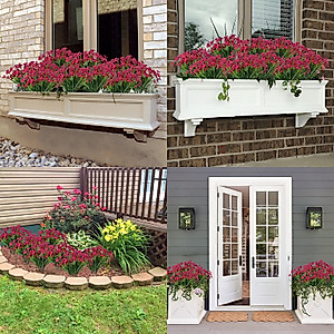 20 Bundles Artificial Flowers Outdoor Fake Flowers UV Resistant No Fade Faux Plastic Garden Porch Greenery Shrubs Window Box Decorating,Wedding Flower,Aisle Table Centerpiece Party (Rose)