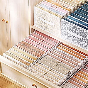 Wardrobe Clothes Organizer,Washwable 6/7/9/11/12 Grids Compartment Storage Box for Bra Underwear Jeans T-Shirt Leggings,Mesh Closet Drawer Organizer Clothes Drawer