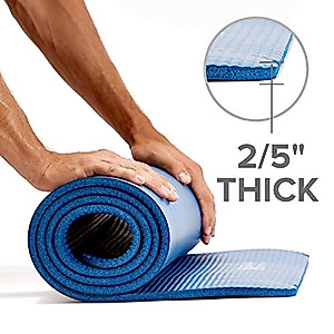 Gaiam Essentials Thick Yoga Mat Fitness & Exercise Mat With Easy-Cinch Carrier Strap, Teal, 72"L X 24"W X 2/5 Inch Thick