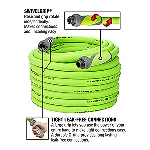 Flexzilla Garden Hose with SwivelGrip, 5/8 in. x 100 ft., Heavy Duty, Lightweight, Drinking Water Safe, ZillaGreen - HFZG5100YWS-E