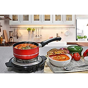 Elite Gourmet ESB-300X Single Countertop Coiled Burner, 1000 Watts Electric Hot Plate, Temperature Controls, Power Indicator Lights, Easy to Clean, Black