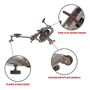 Sunny Health & Fitness Phantom Hydro Water Rowing Machine - SF-RW5910, Silver