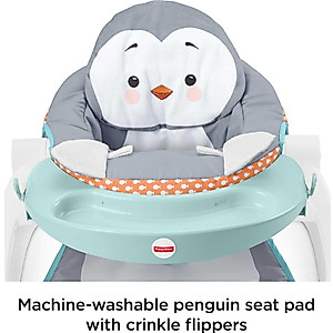 Fisher-Price Portable Baby Chair Sit-Me-Up Floor Seat With Snack Tray And Removable Toy Bar, Penguin Island