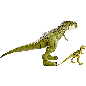 Jurassic World Tyrannosaurus Rex and Baby Tyrannosaurus Rex Jointed Dinosaur Figurines Toy Set for Children GCT98