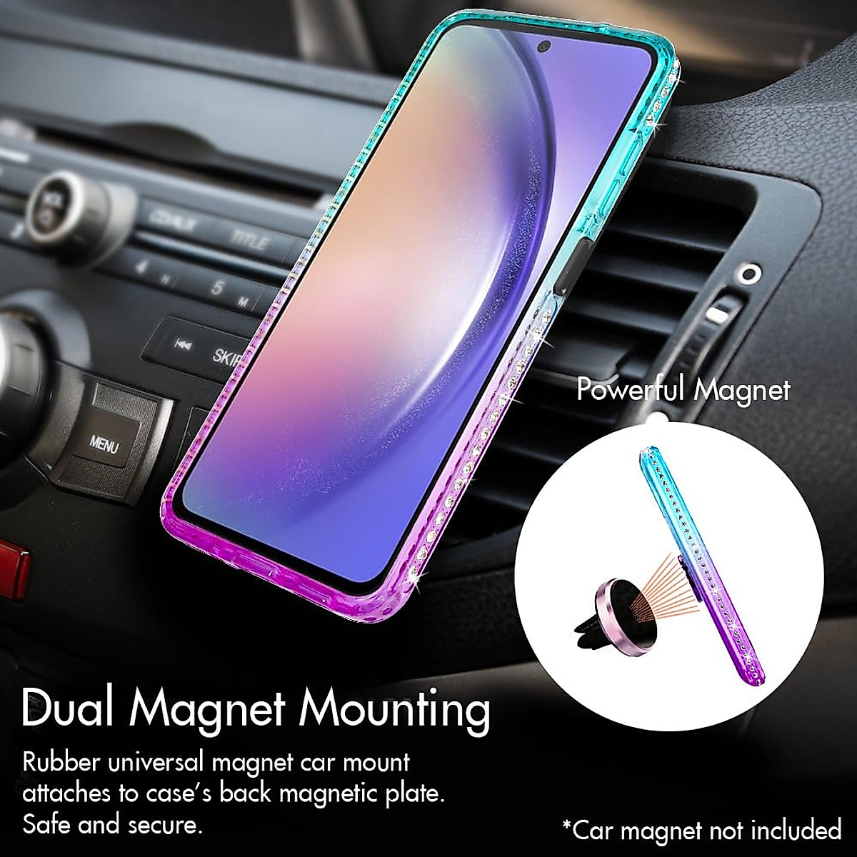 Silverback for Galaxy A54 5G Phone Case, Moving Liquid Holographic Sparkle Glitter Case with Kickstand, Girls Women Bling Diamond Ring Slim Protective Case for Samsung Galaxy A54 5G - Purple