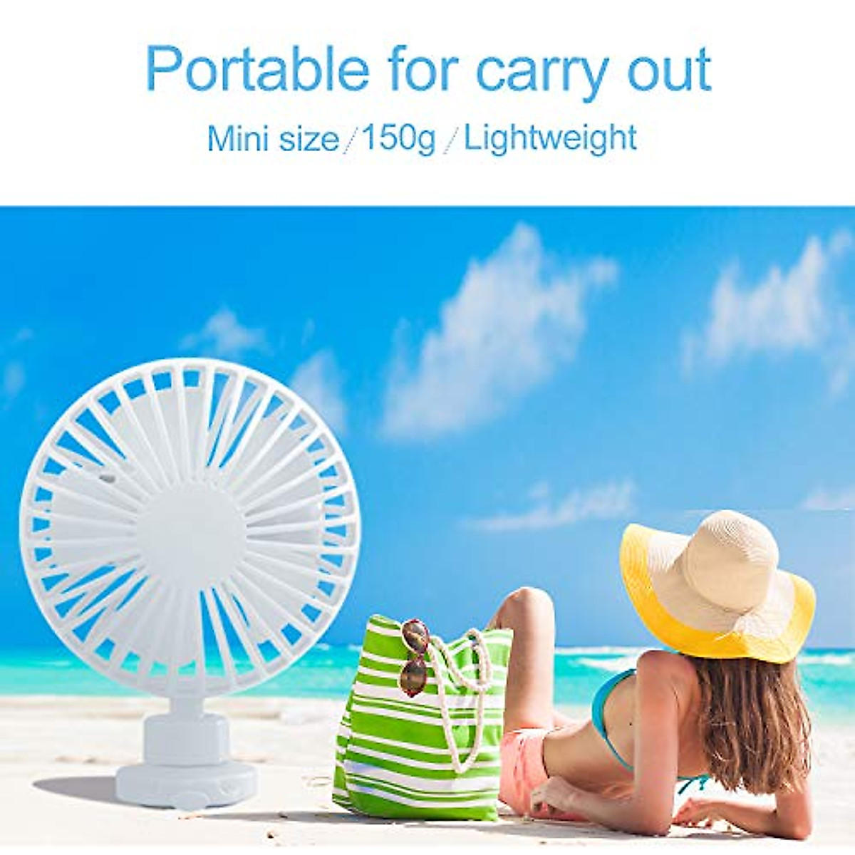 INNOLV Stroller Fan Clip on for Baby, Battery Operated Fans Portable Mini Handheld with Battery Powered and Flexible Silicon Strap,3 Speeds Personal Fan for Car Seat,Bike/Camping(White)