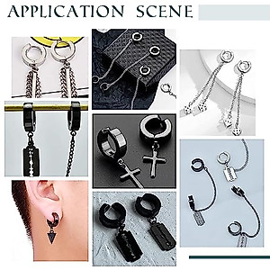 UNICRAFTALE 12 Pcs 3 Colors 304 Stainless Steel Huggie Hoop Earrings Findings 12~15.5mm Long Hoop Earrings DIY Hypoallergenic Huggie Earrings with Loop for Women DIY Earring Jewelry Making