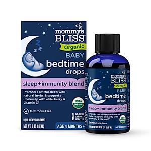 Mommy's Bliss Organic Baby Bedtime Drops + Overnight Immunity Support*, Promotes Restful Night, Melatonin Free, Age 4 Month+, 2 Fl Oz