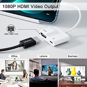 Unitrox HDMI Adapter for iPhone to TV, 1080P Digital AV Adapter for iPhone,HD Video HDMI Sync Screen Converter,Support HD TV/Projector/Monitor [No Need Power]…