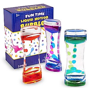Narwhal Novelties Liquid Motion Bubbler for Kids and Adults - Hourglass Liquid Bubbler/Timer for Sensory Play Toys, Fidget Toy and Stress Management (3 Pack)