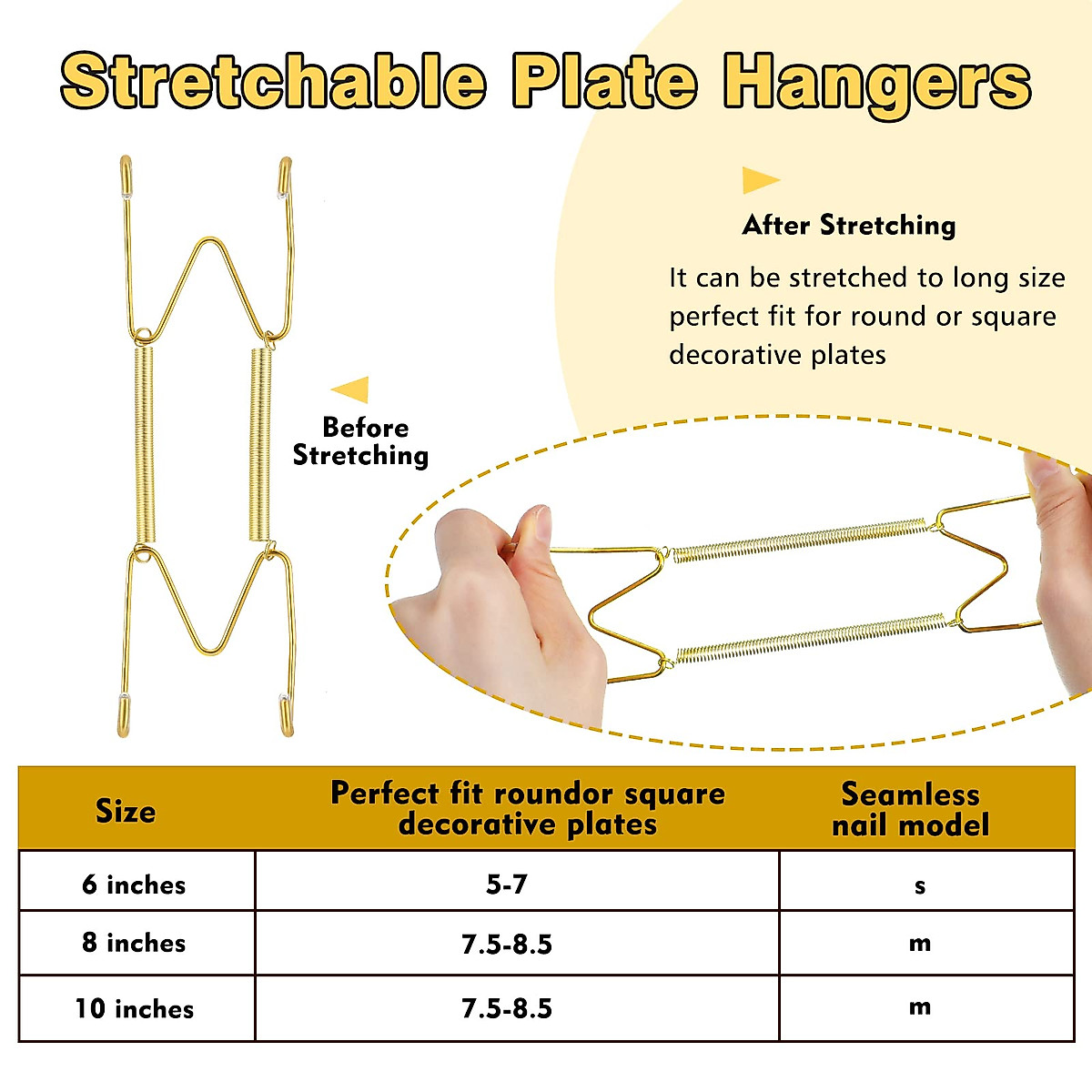 36 Pieces Plate Hangers 6/8/10 Inch Wall Plate Holder Stainless Steel Platter Wall Hanger Invisible Decorative Wire Plate Hangers Holders with 36 Pcs Wall Hooks 144 Pcs Tip Protectors for Antique Art