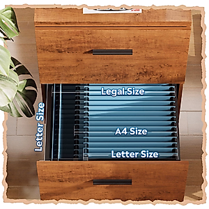 DEVAISE Wood File Cabinet, 2 Drawer Filing Cabinet for Home Office, Vertical File Cabinets with Wheels fits A4/Letter/Legal Size File, Walnut