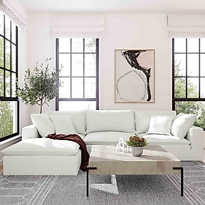 TOV Furniture Cali Pearl Modular White Upholstered 4 Piece Sectional