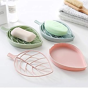 Lele 3 Color Soap Dishes,Leaf-Shaped Shower Soap bar Holder with Draining Tray,Fashionable Soap Dishes for Shower Kitchen