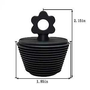 2 Pack Bathtub Stopper, Bathtub Drain Stopper Plug, Universal Silicone Stopper for Bathtub Sink Drains (Black)