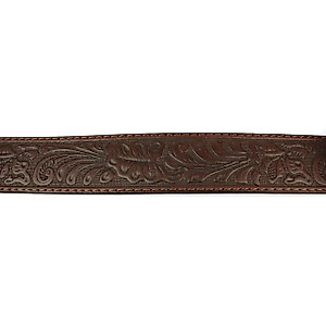 BC Belts Leather Belt Strap with Embossed Western Scrollwork 1.5" Wide with Snaps (Brown-L)