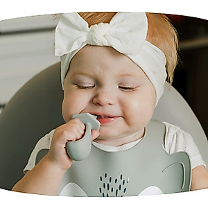 Tiny Twinkle Silicone Training Utensils - Baby Spoons and Baby Forks For Self-Feeding Training - Silicone Baby Led Weaning Utensils For Toddlers And Babies 6-24 Months - Baby Feeding Supplies (Gray)