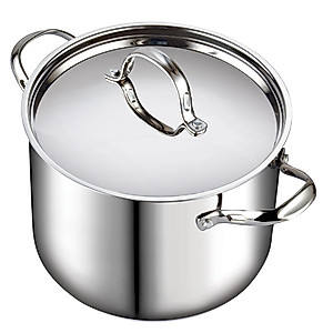 Cooks Standard Quart Classic Stainless Steel Stockpot with Lid, 12-QT, Silver & 6-Quart Stainless Steel Stockpot with Lid