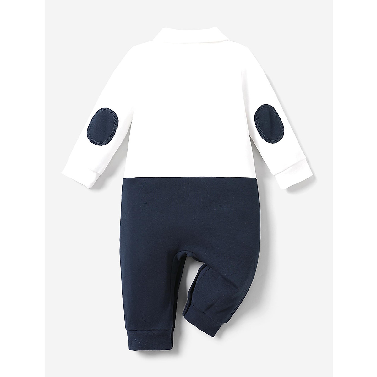 PATPAT Baby Newborn Infant Boys Gender Neutral Long Sleeve Button White Blue Bow Tie Romper Jumpsuit Outfits Clothes Newborn