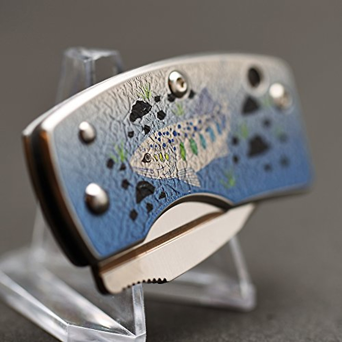 G.SAKAI Money Clip Folding Pocket Knife Amago-Fish-Art-Handle