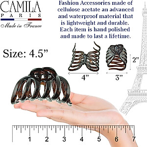 Camila Paris AD718 Octopus French Hair Clips for Women Thick Hair, Large Hair Clips for Thick Hair for Curly Wavy Long Hair, Strong No-Slip Grip Hair Claw Clip Big Hair Clips for Women. Made in France