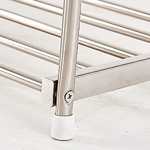 Shoe Rack Shoe Shelf Stackable Shoe Rack 3-Tier Shoe Rack, Stainless Steel Shoe Shelf, Simple Thick Metal Shoe Storage Organizer Rack, Ideal for Entryway Hallway Living Room Bedroom Shoe Bench Stacka