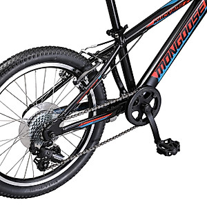 Mongoose Rockadile Kids Hardtail Mountain Bike, 20-Inch Wheels, Aluminum Step-Over Frame, 7-Speed Drivetrain, Black