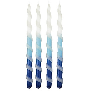 The Dreidel Company Deluxe Twisted Blue & White Hanukkah Menorah Candles for All 8 Nights of Chanukah (Single)