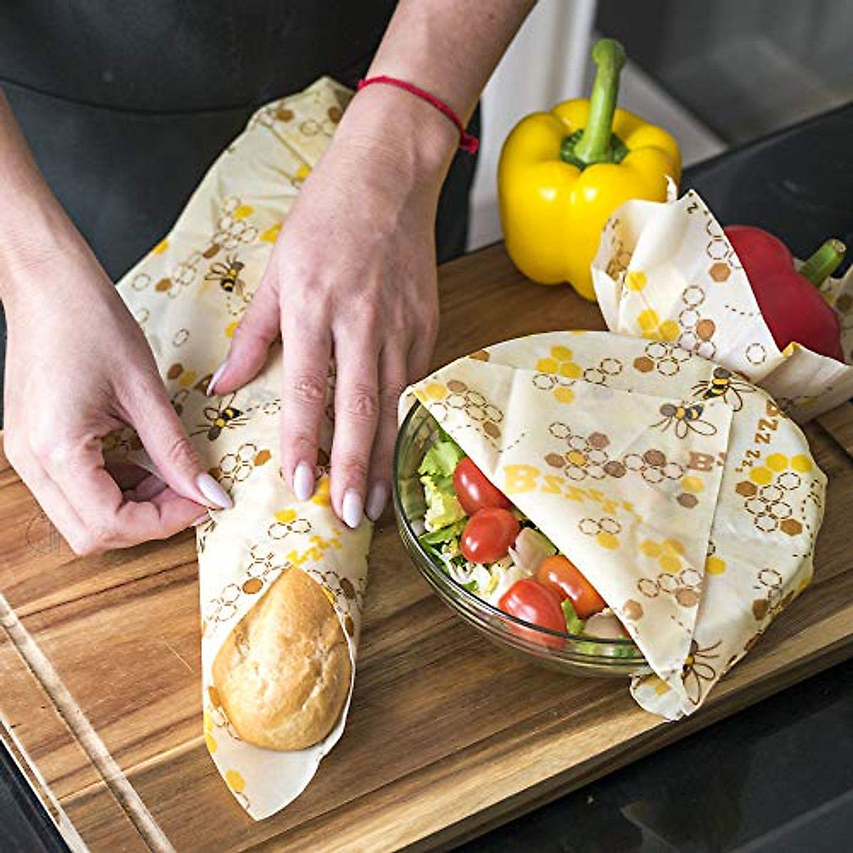 Beeswax Wrap by VertexKIT - ECO-Friendly Reusable and Washable Wraps - Biodegradable Reusable - Plastic-Free, Alternative and Sustainable Food Storage - Re-washable All Natural - Keeps Produce Fresh