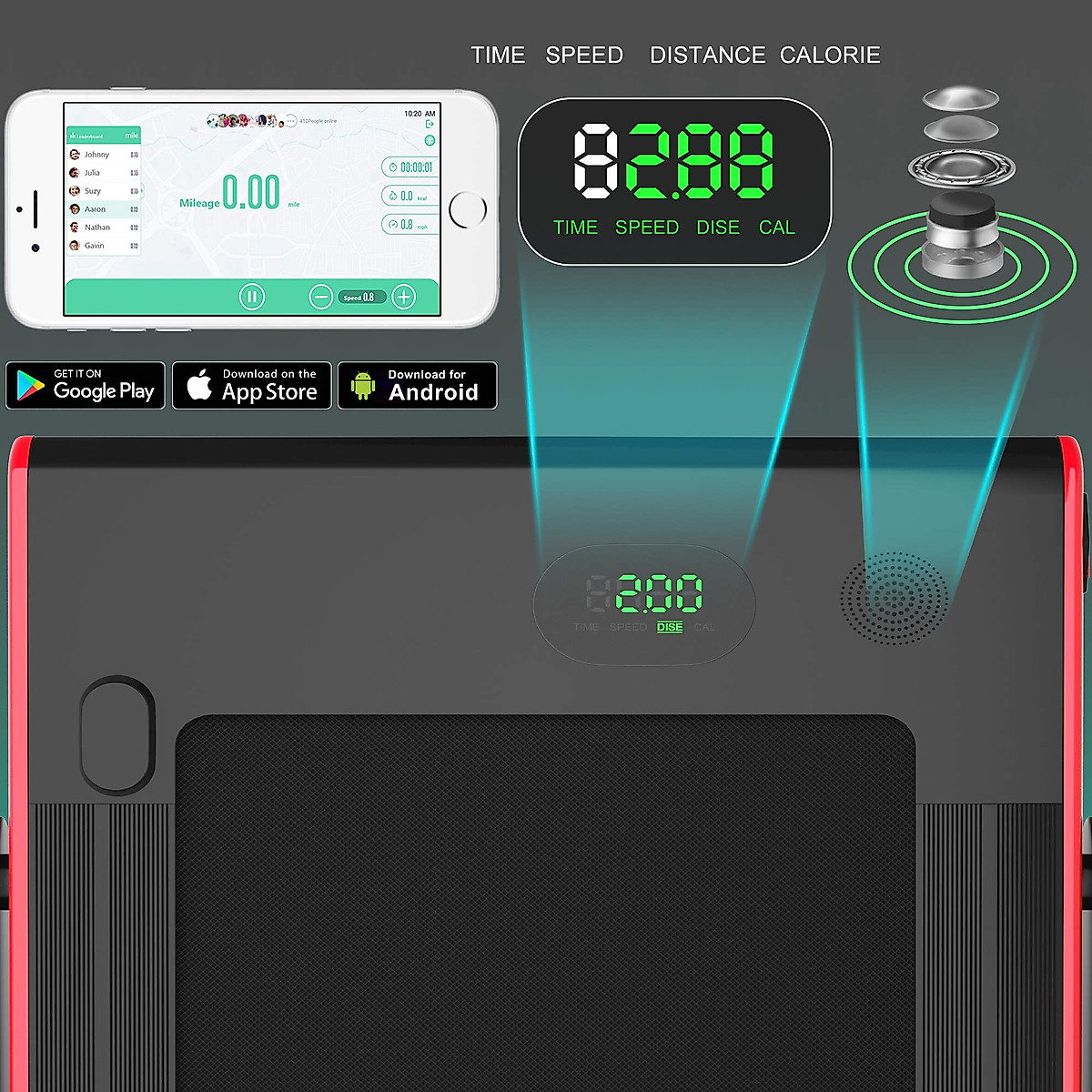 GYMAX Walking Pad, 2.25HP Foldable Treadmill with LED Display, Remote & Smart App Control, 2 in 1 Under Desk Treadmill, Portable Compact Folding Treadmill for Small Space/Home/Office