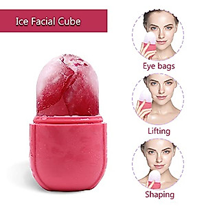 Ice Roller for Face and Eye, Ice Face Roller,Facial Beauty Ice Roller Skin Care Tools, Ice Facial Cube, Gua Sha Face Massage, Silicone Ice Mold for Face Beauty (Pink)