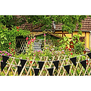 Black Pennant Banner DIY Blank Bunting Solid Triangle Fabric Flags String Decorations for Festival Celebration Bedroom Wedding Baby Bridal Shower Birthday Engagement Anniversary Party - 32 Feet