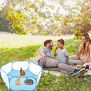 Small Animal Cage Tent Breathable & Transparent Pet Playpen Pop Open Outdoor/Indoor Exercise Fence, Portable Yard Fence for Guinea Pig, Rabbits, Hamster, Chinchillas and Hedgehogs