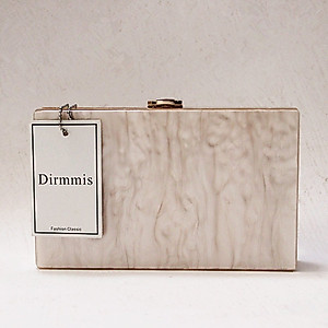 Dirmmis Woman New Wallet Fashion Solid Acrylic Bag Party Evening Bag Clutches Wedding Women Casual Handbag, Beige, normal size