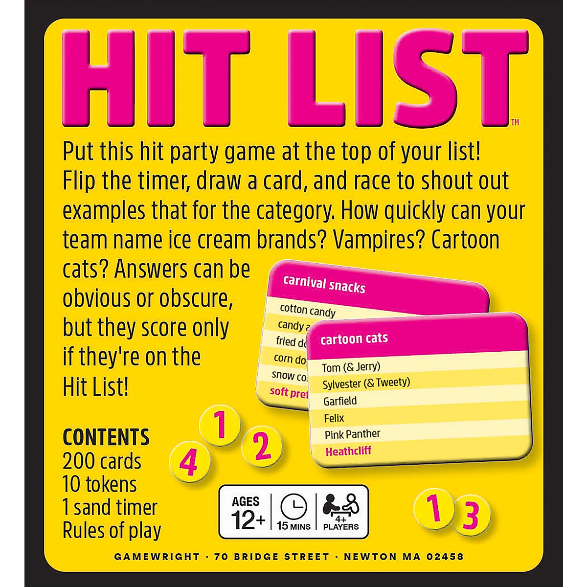 Gamewright - Hit List - 1 Clue, 6 Answers, 30 Seconds, Yellow