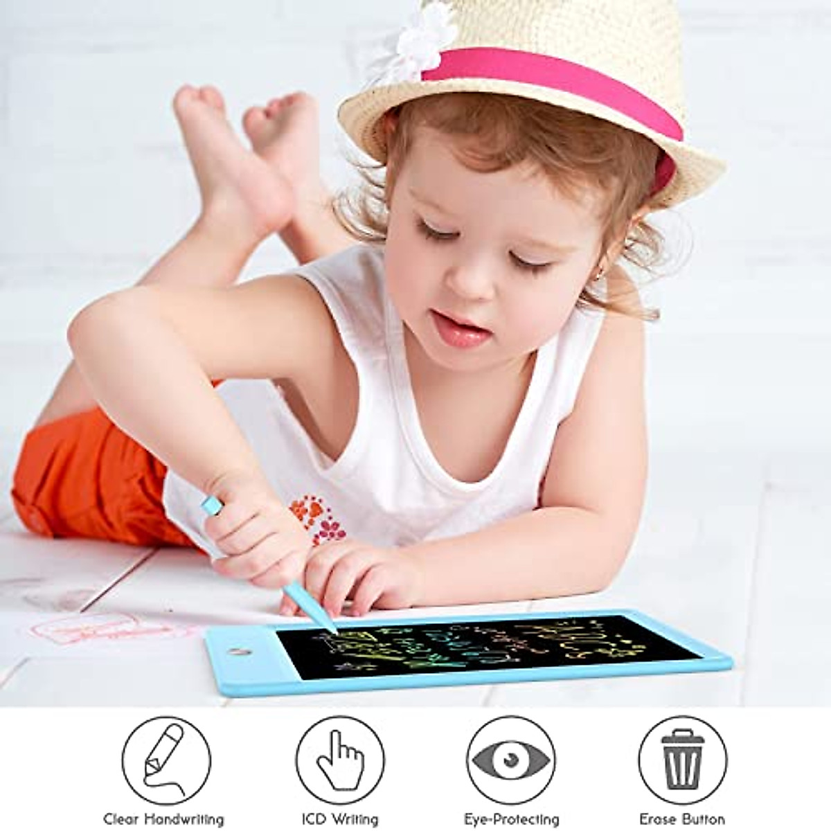 ORSEN LCD Writing Tablet 10 Inch, Colorful Doodle Board Drawing Pad for Kids, Drawing Board Writing Board Drawing Tablet, Educational Christmas Boys Toys Gifts for 3 4 5 6 Year Old Boys, Girls