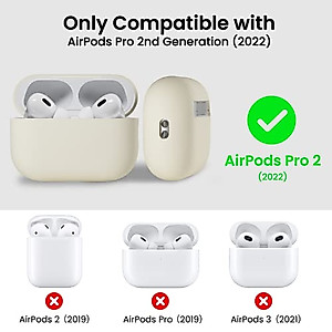 ORNARTO Compatible with AirPods Pro 2 Case (2022), Protective Liquid Silicone Cover for AirPods Pro 2nd Generation with Lanyard Soft Skin Front LED Visible -Starlight