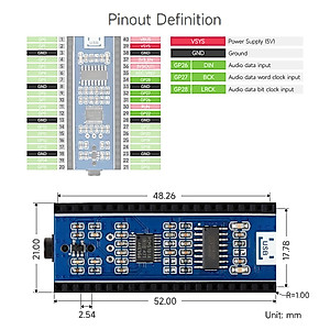 Waveshare Audio Expansion Module for Raspberry Pi Pico Wide Range Audio Sampling Rate Headphone and Speaker Signal Output at The Same Time