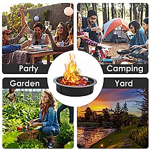 ARTYUIO Fire Ring 45'' Outer, Solid Steel Wood Burning Fire Pit Ring Above/In-Ground DIY Campire Ring for Outdoor Camping, Backyard