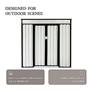 SOLAURA 6'x4' Outdoor Vented Storage Shed Garden Backyard Tool Steel Cabin (White)