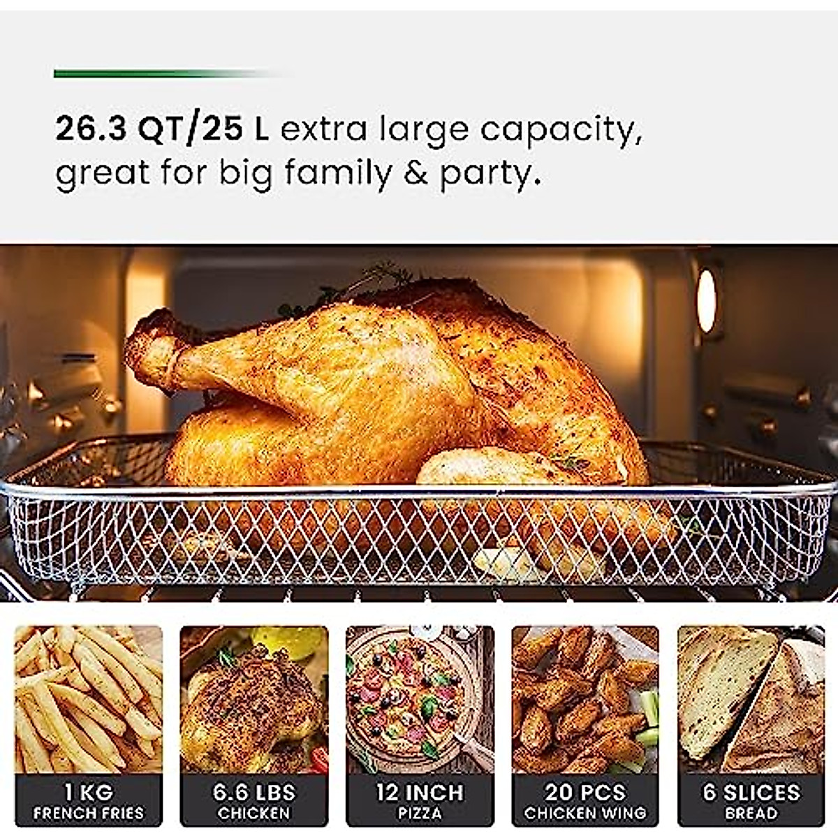 VAL CUCINE 26.3 QT/25 L Extra-Large Smart Air Fryer Toaster Oven, 10-in-1 Convection Countertop Oven Combination (Brushed Stainless Steel Finish)