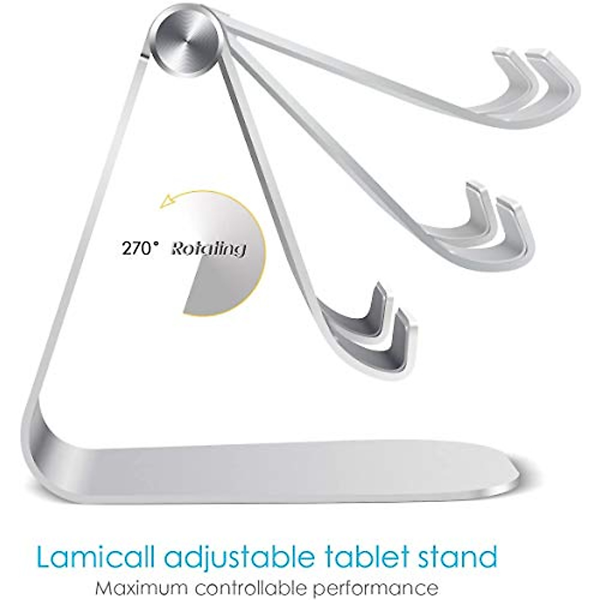 Lamicall Tablet Stand Adjustable, Tablet Holder : Desktop Holder Dock Cradle Compatible with iPad Pro 12.9,10.5, 9.7, Air Mini 2 3 4, Nexus, Accessories, Tab (4-13 inch) - Silver