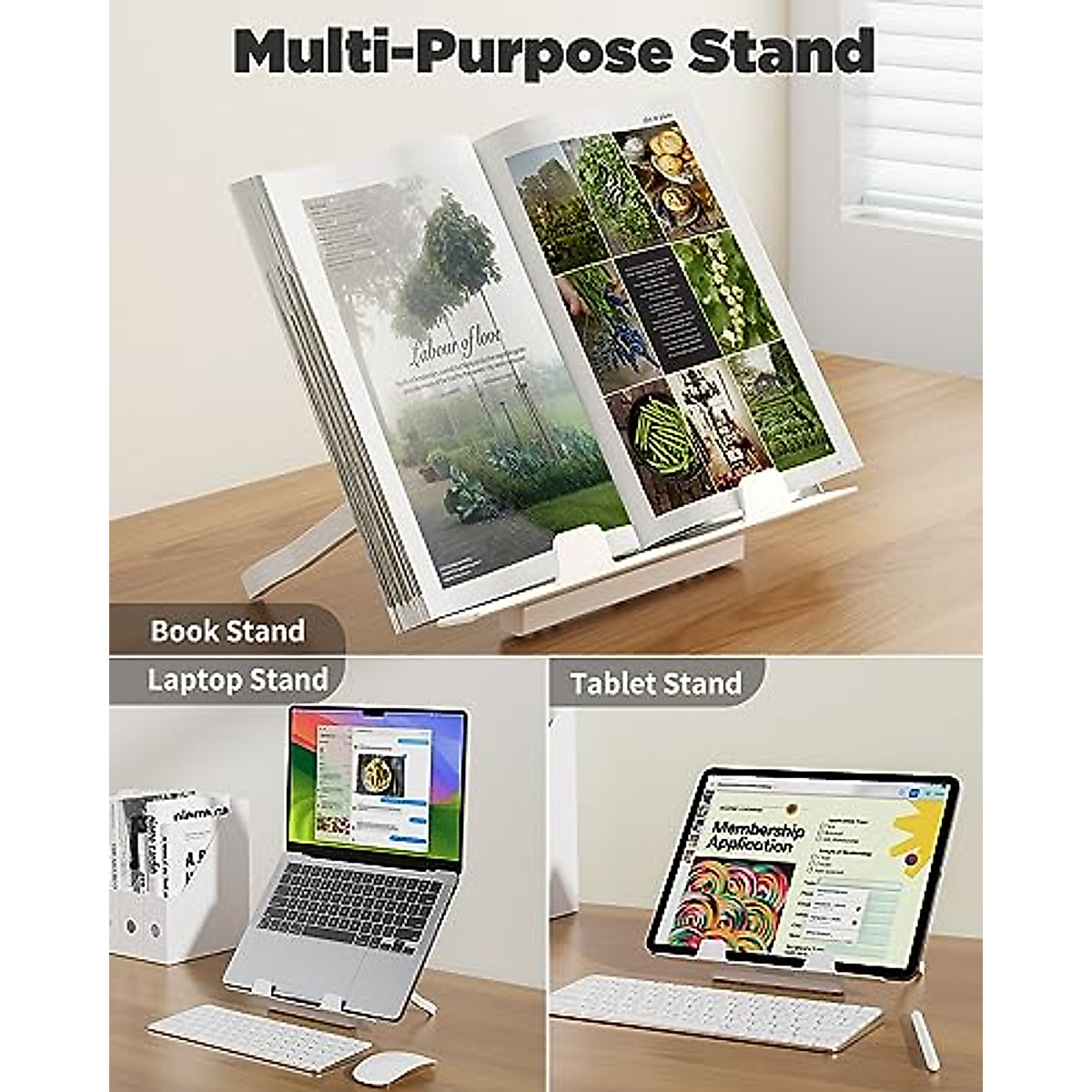 SAIJI Folding Bed Desk for Laptop, Eating Breakfast, Writing, Gaming, Extra Large 25.6" x 19.3" Portable Floor Stand Laptop Desk Table for Adult,Kids, Wood Bed Tray Table Lap Desk