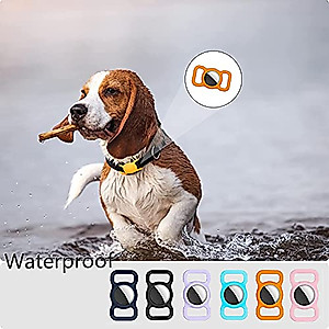 2-Pack Dog Collar Holder Compatible with AirTag, Soft Silicone Waterproof Case for Apple Air Tag Tracker Kids School Bag & Backpack & Dog Pet Collar Loop Holder (Orange/Blue)