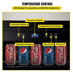 VEVOR 24" Undercounter, 5.3 cu.ft. Compact Stainless Steel， Built-in Beverage Refrigerator,Mini Beer Fridge for Home Bar Office Outdoor, Silver